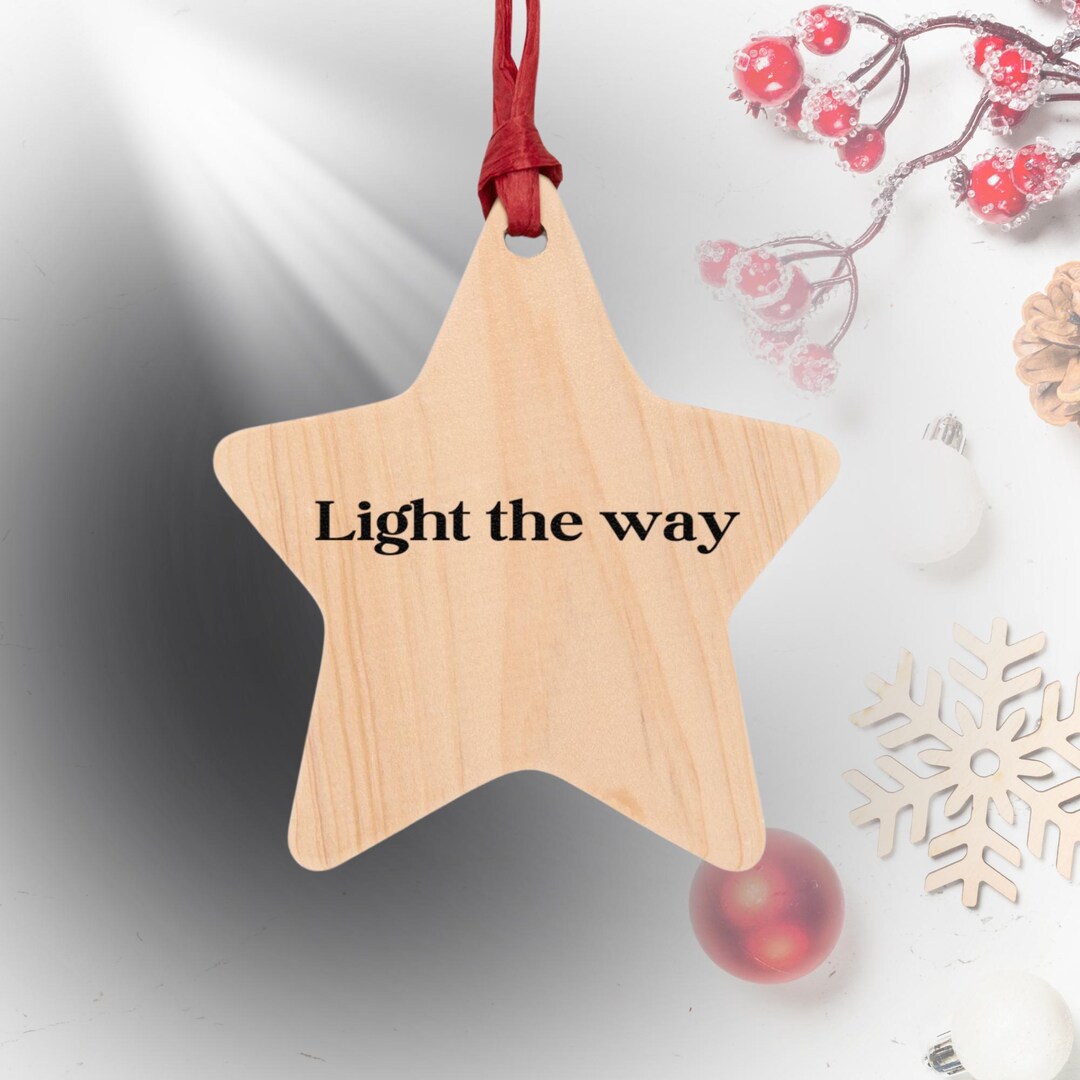 Light the Way - Wooden Star Ornament, Rustic Wood Christmas Decoration ...