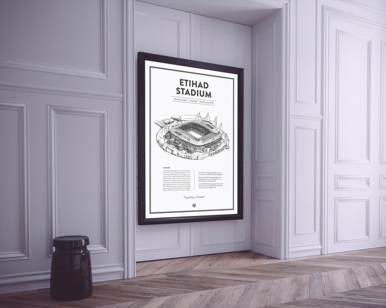 Etihad Stadium Poster Manchester City Stadium Print Vintage Retro Art ...