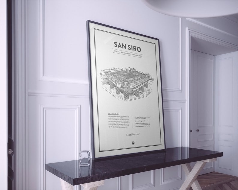 San Siro Stadium Poster Inter Milan AC Milan Stadium Print Vintage ...
