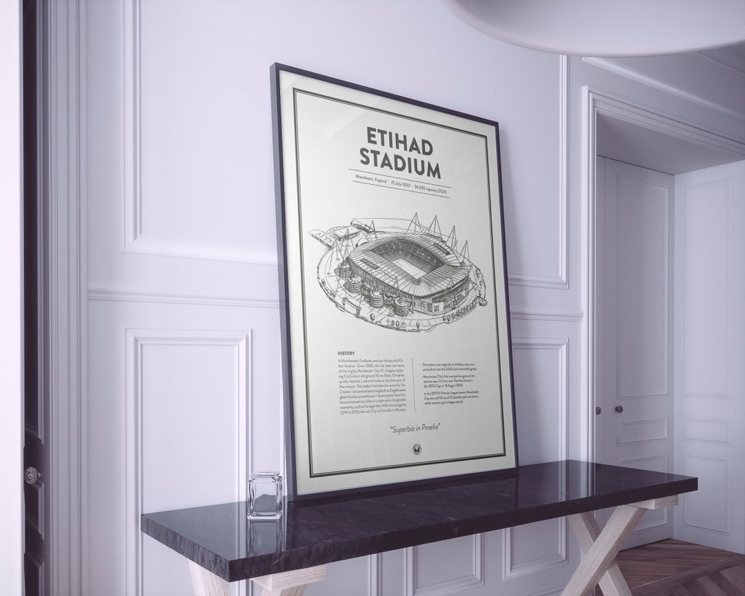 Etihad Stadium Poster Manchester City Stadium Print Vintage Retro Art ...