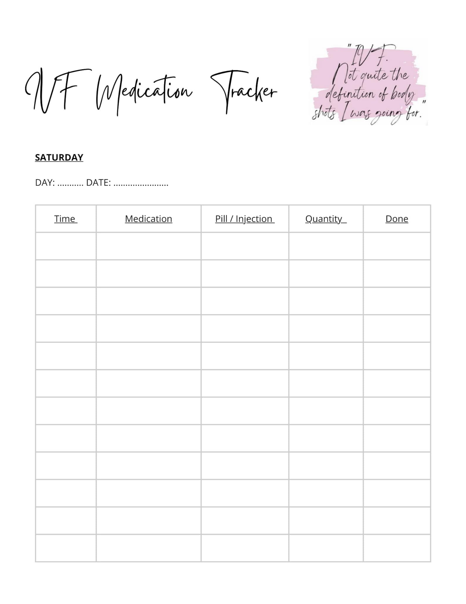 IVF Medical Tracker - Digital/downloadable/printable - Etsy