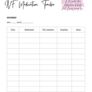 IVF Medical Tracker - Digital/downloadable/printable - Etsy