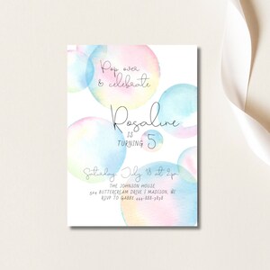 Editable Bubbles Birthday Invitation Instant Download Pastel Bubbles ...