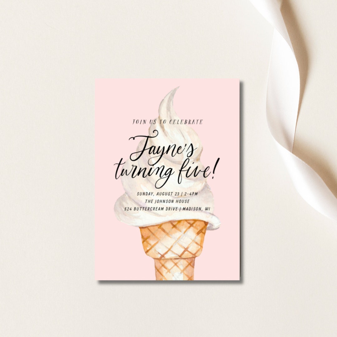 Editable Ice Cream Birthday Invitation, Instant Download, Ice Cream ...