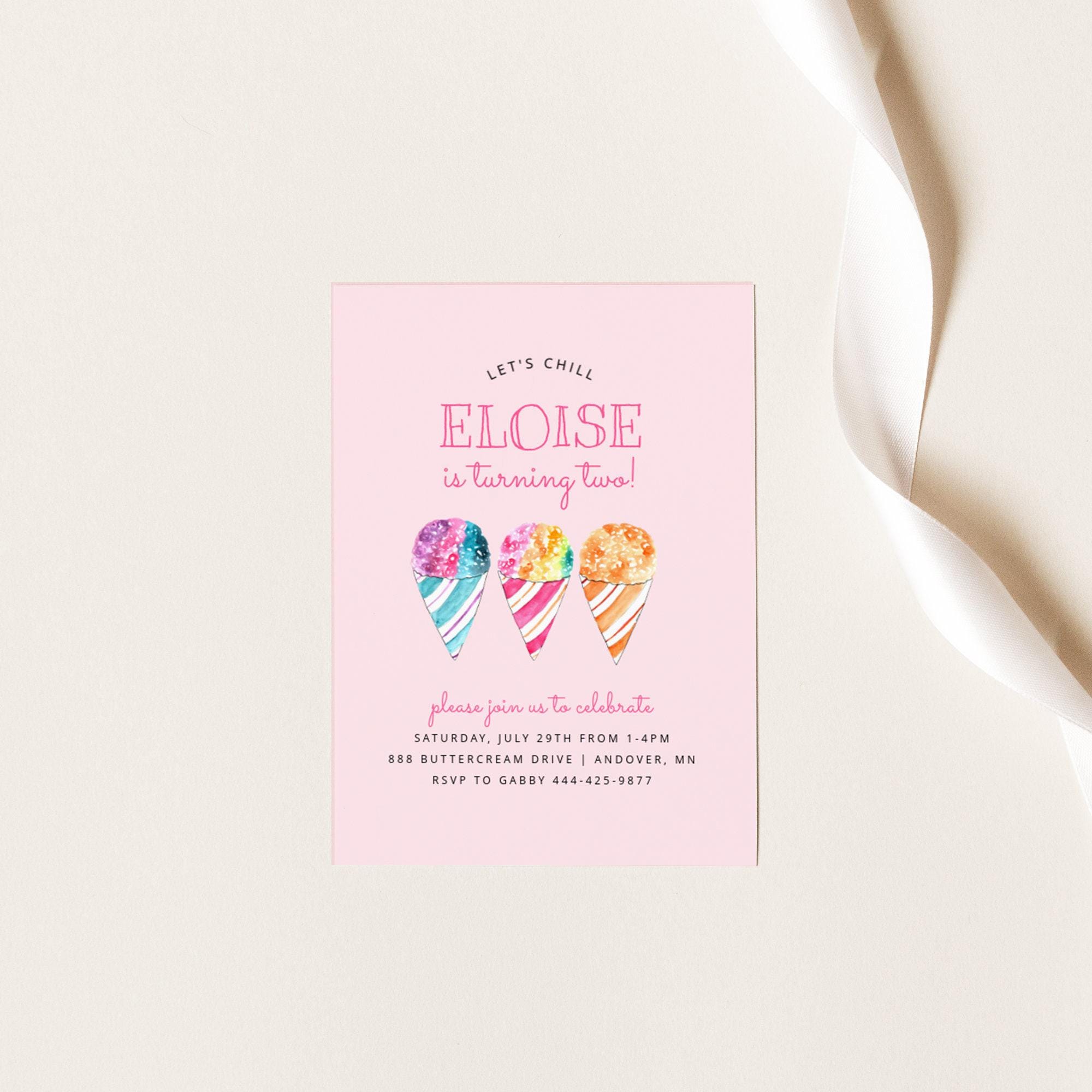 Editable Snow Cone Birthday Invitation, Snow Cone Birthday, Instant ...
