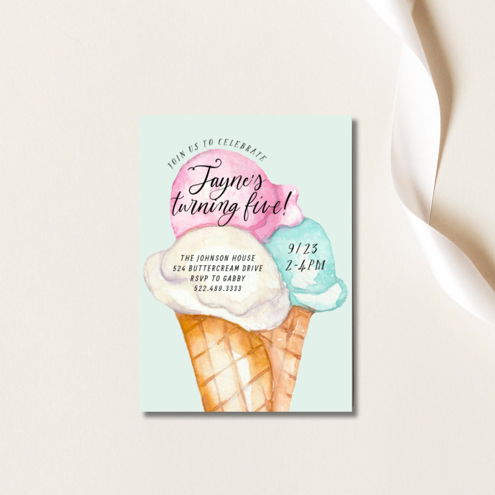 Editable Ice Cream Birthday Invitation, Instant Download, Ice Cream ...