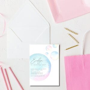 Editable Bubbles Birthday Invitation Instant Download Pastel Bubbles ...