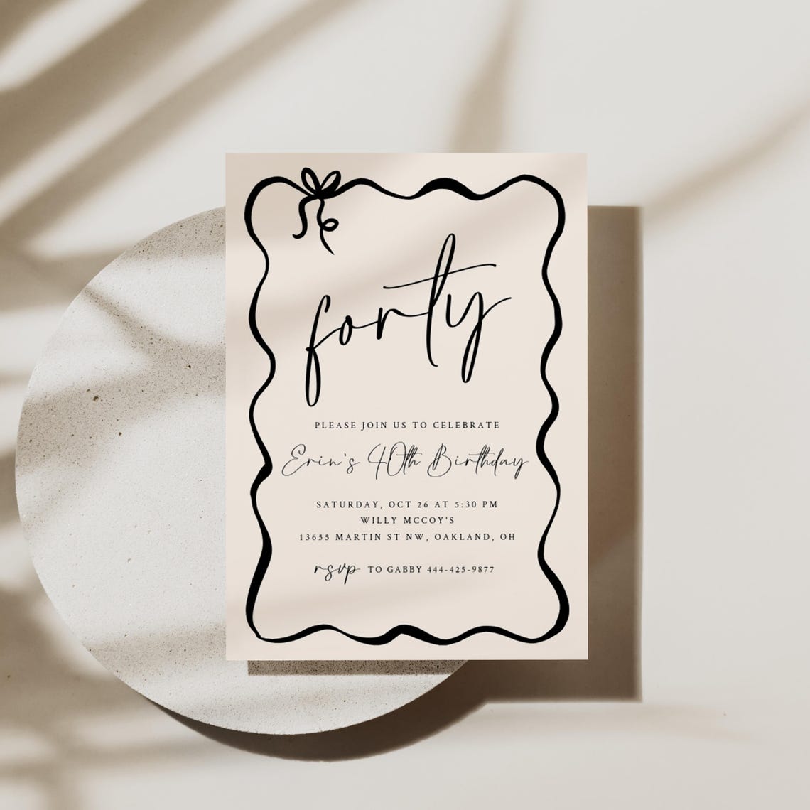 Editable 40th Birthday Invitation Instant Download Coquette Fortieth ...