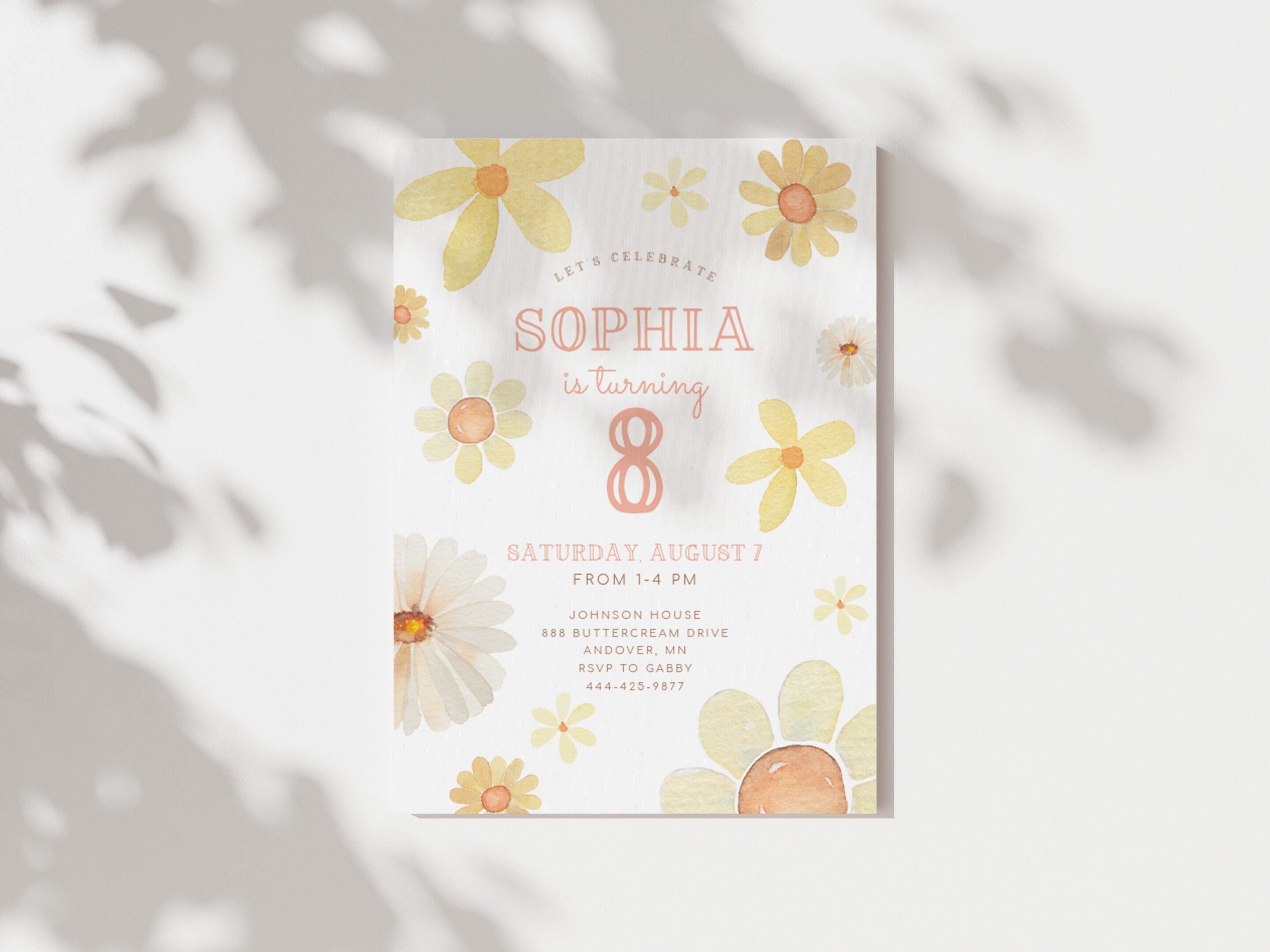 Editable Daisy Birthday Invitation Instant Download Pink Daisy Birthday ...