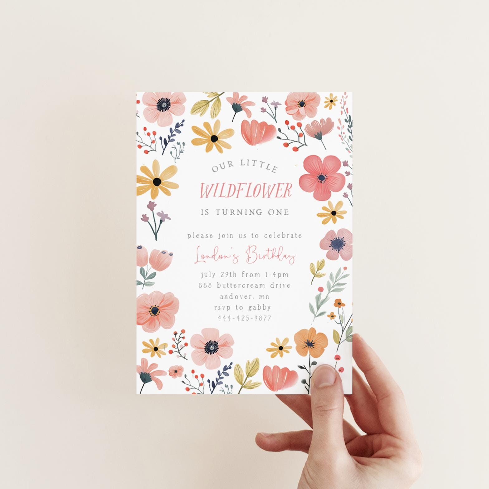 Editable Wildflower Birthday Invitation Whimsical Garden Party Instant ...