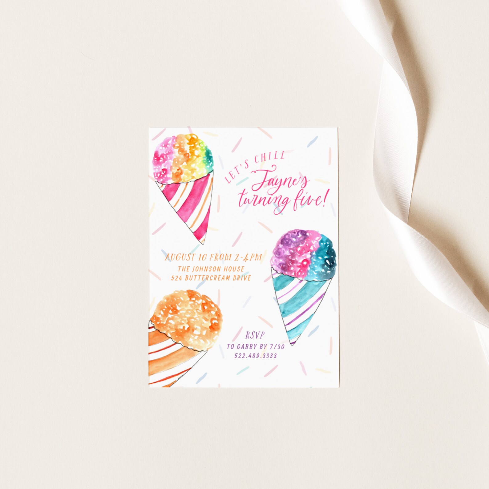 Editable Snow Cone Birthday Invitation Snow Cone Birthday Instant ...