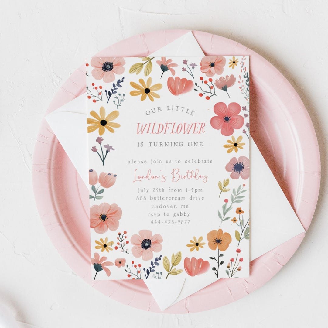 Editable Wildflower Birthday Invitation, Whimsical Garden Party ...