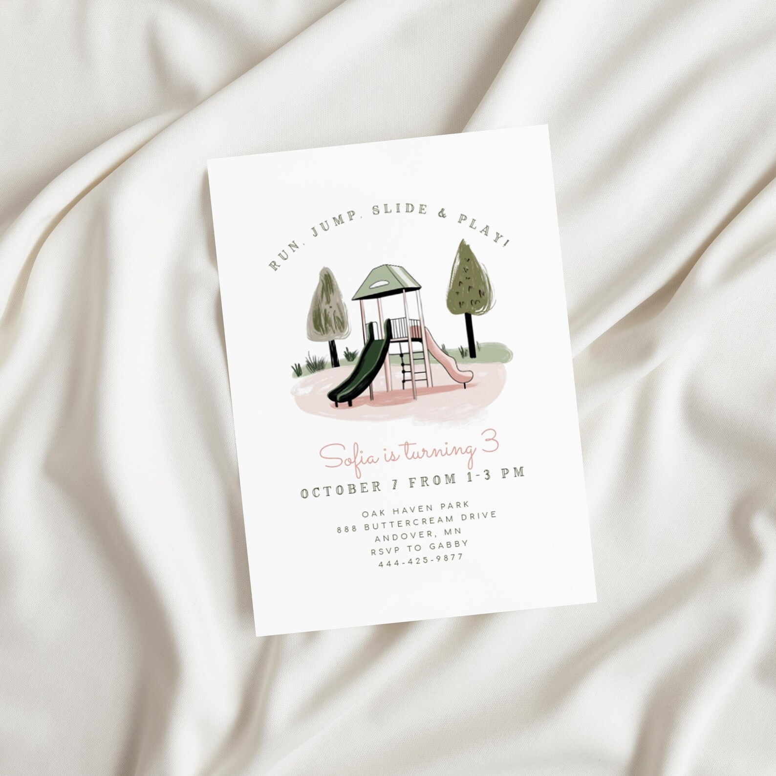 Editable Park Birthday Invitation Muted Colors Park Party Birthday ...