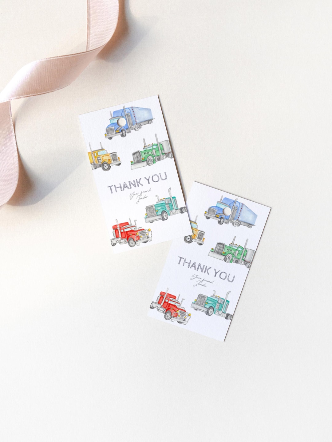Editable Truck on Over Favor Tag Semi Truck Birthday Instant Download ...