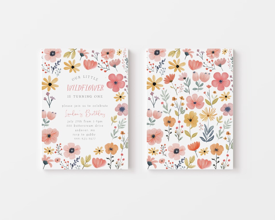 Editable Wildflower Birthday Invitation Whimsical Garden Party Instant ...