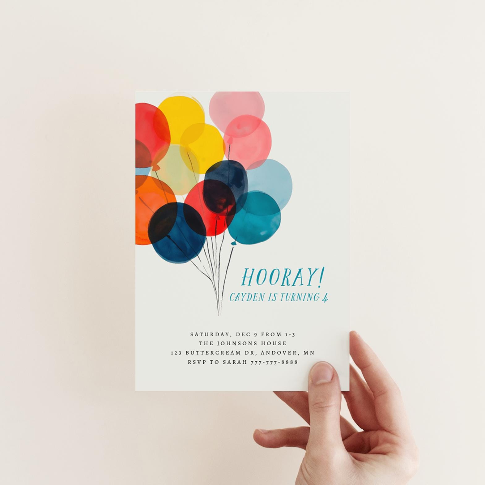 Editable Whimsical Balloon Birthday Invitation Instant Download Hand ...