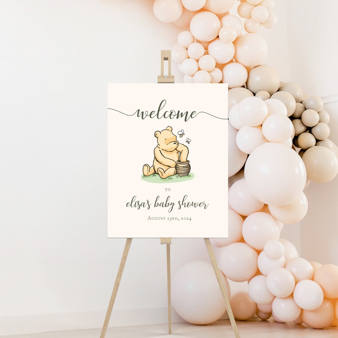 Winnie the Pooh Welcome Sign Classic Pooh Shower Classic - Etsy