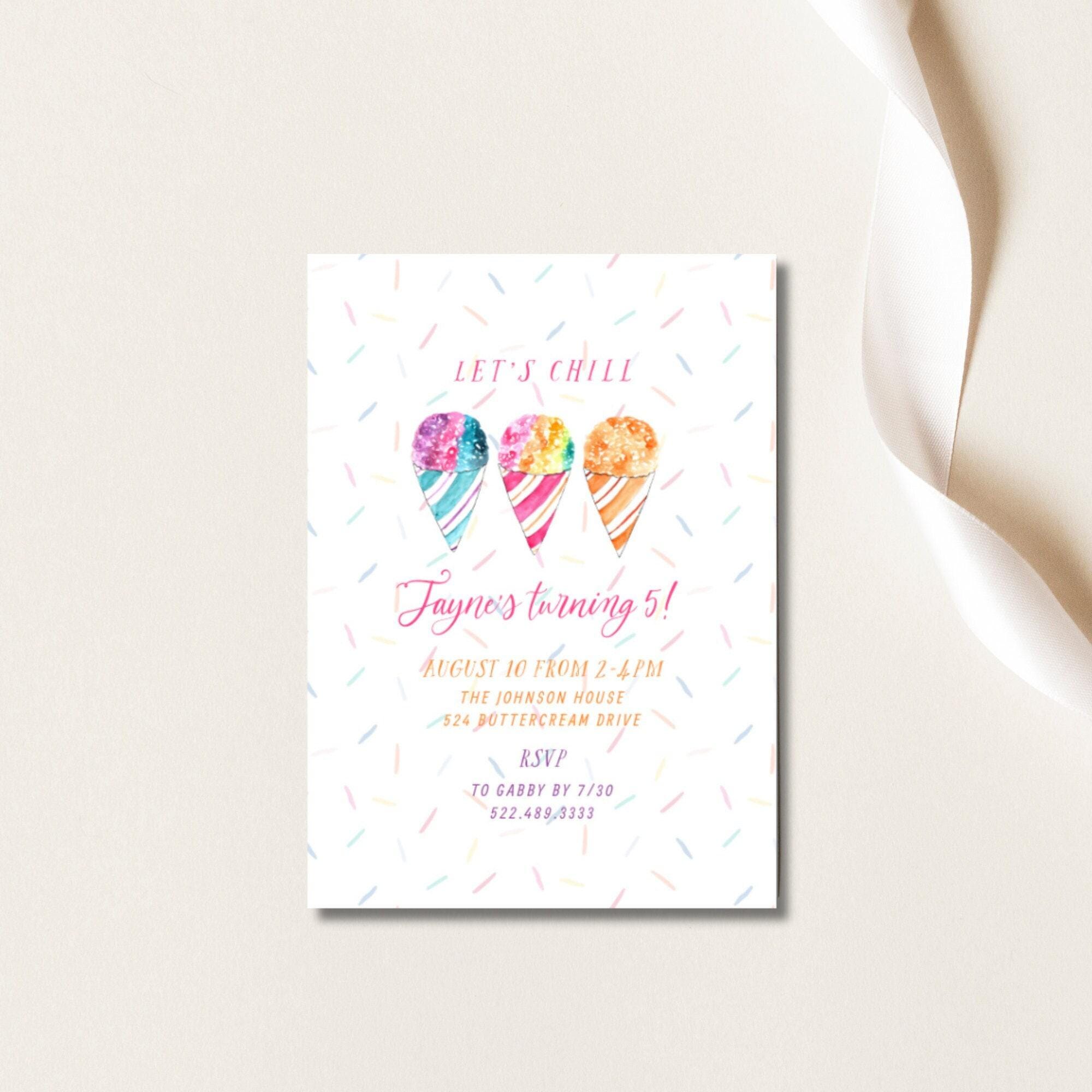 Editable Snow Cone Birthday Invitation Snow Cone Birthday Instant ...