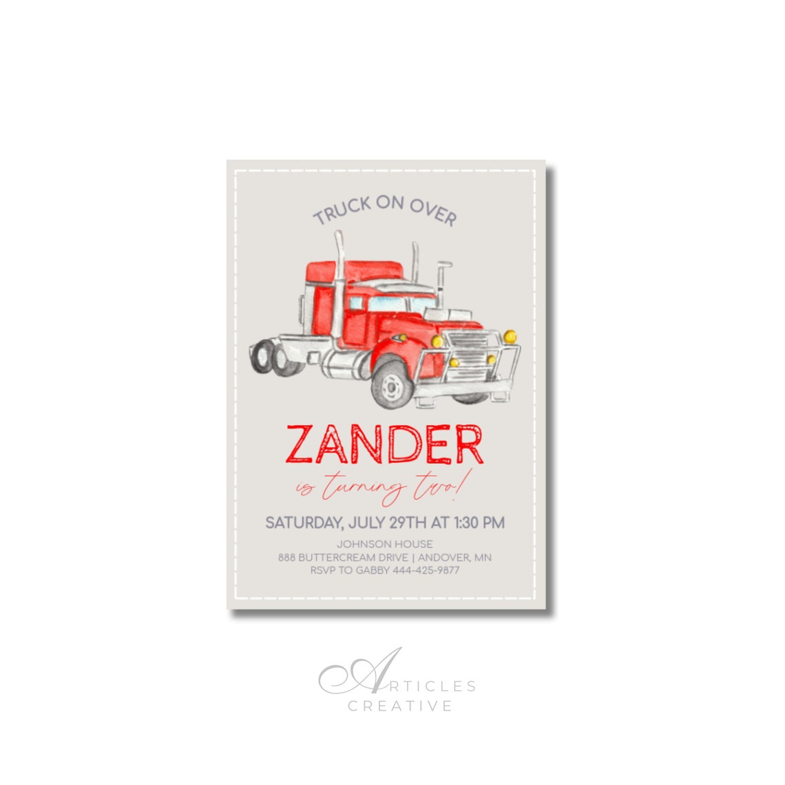 Editable Truck on Over Invitation Semi Truck Birthday Instant Download ...