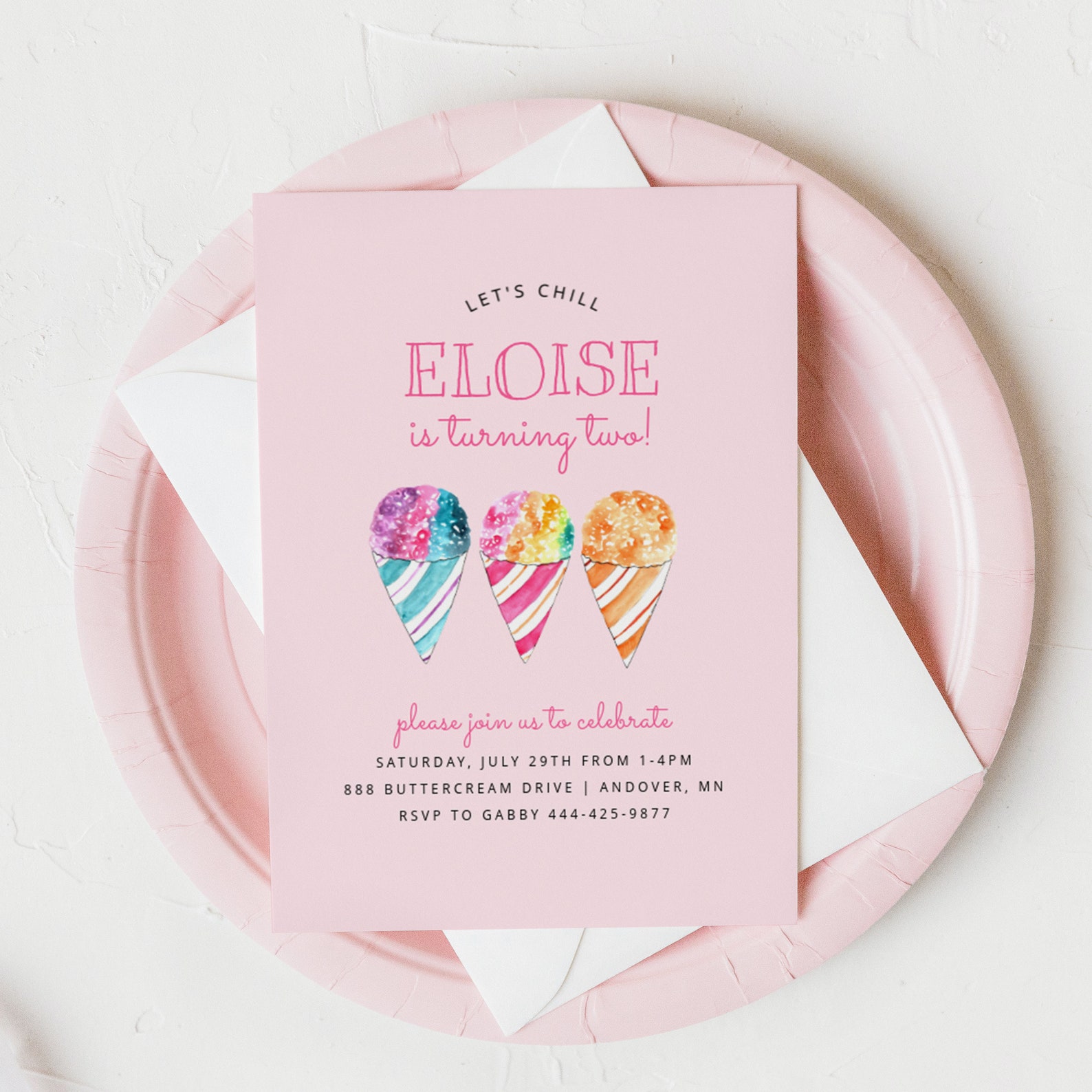 Editable Snow Cone Birthday Invitation Snow Cone Birthday Instant ...