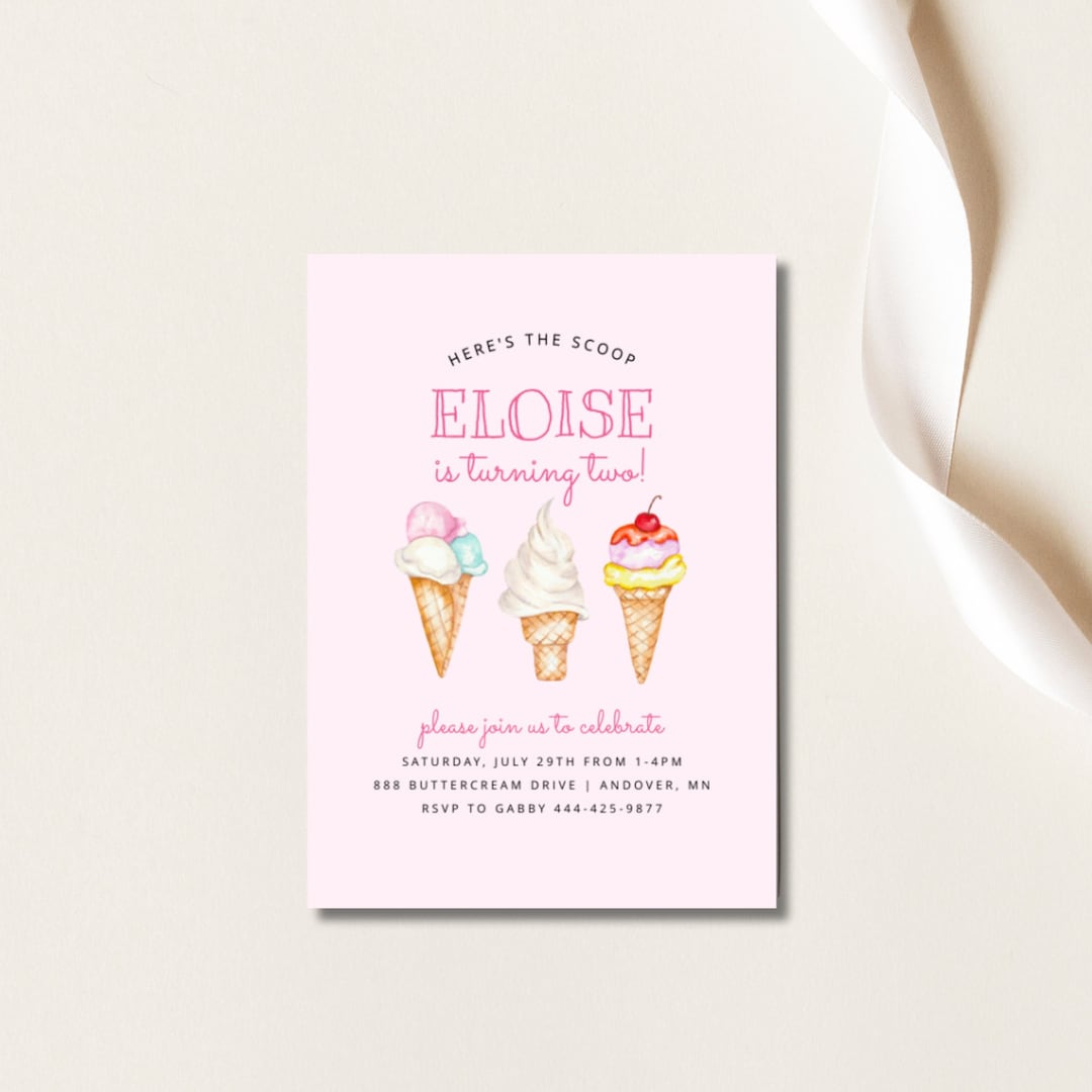 Editable Ice Cream Birthday Invitation, Instant Download, Ice Cream ...