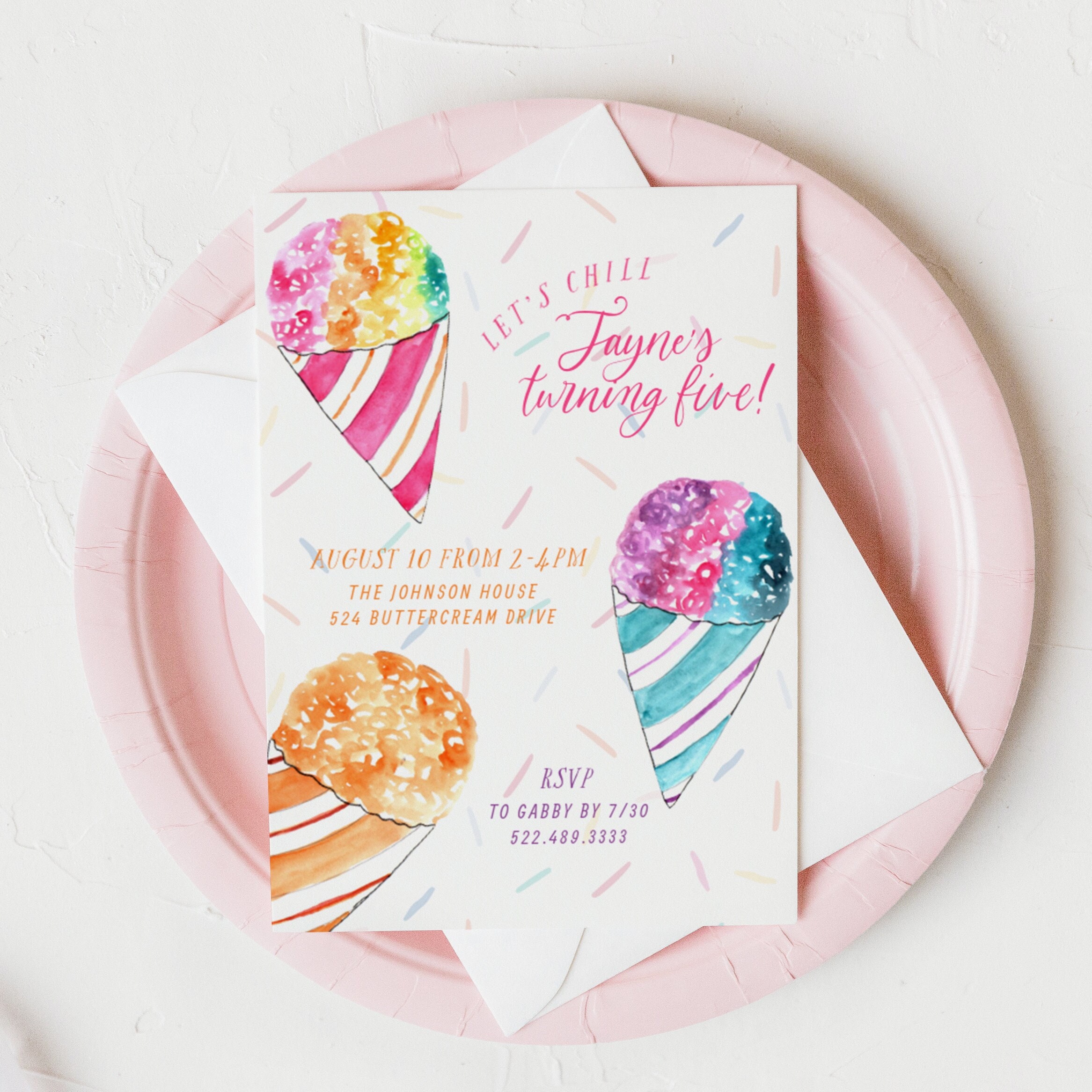 Editable Snow Cone Birthday Invitation Snow Cone Birthday Instant ...