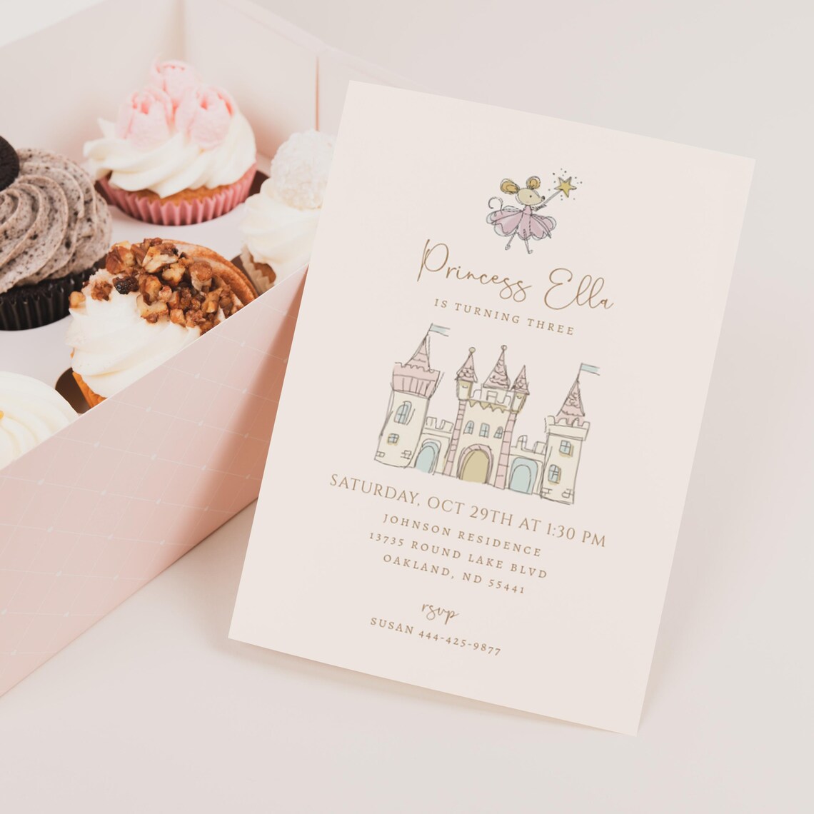 Editable Princess Invitation, Muted Colors Princess Invite, Instant ...