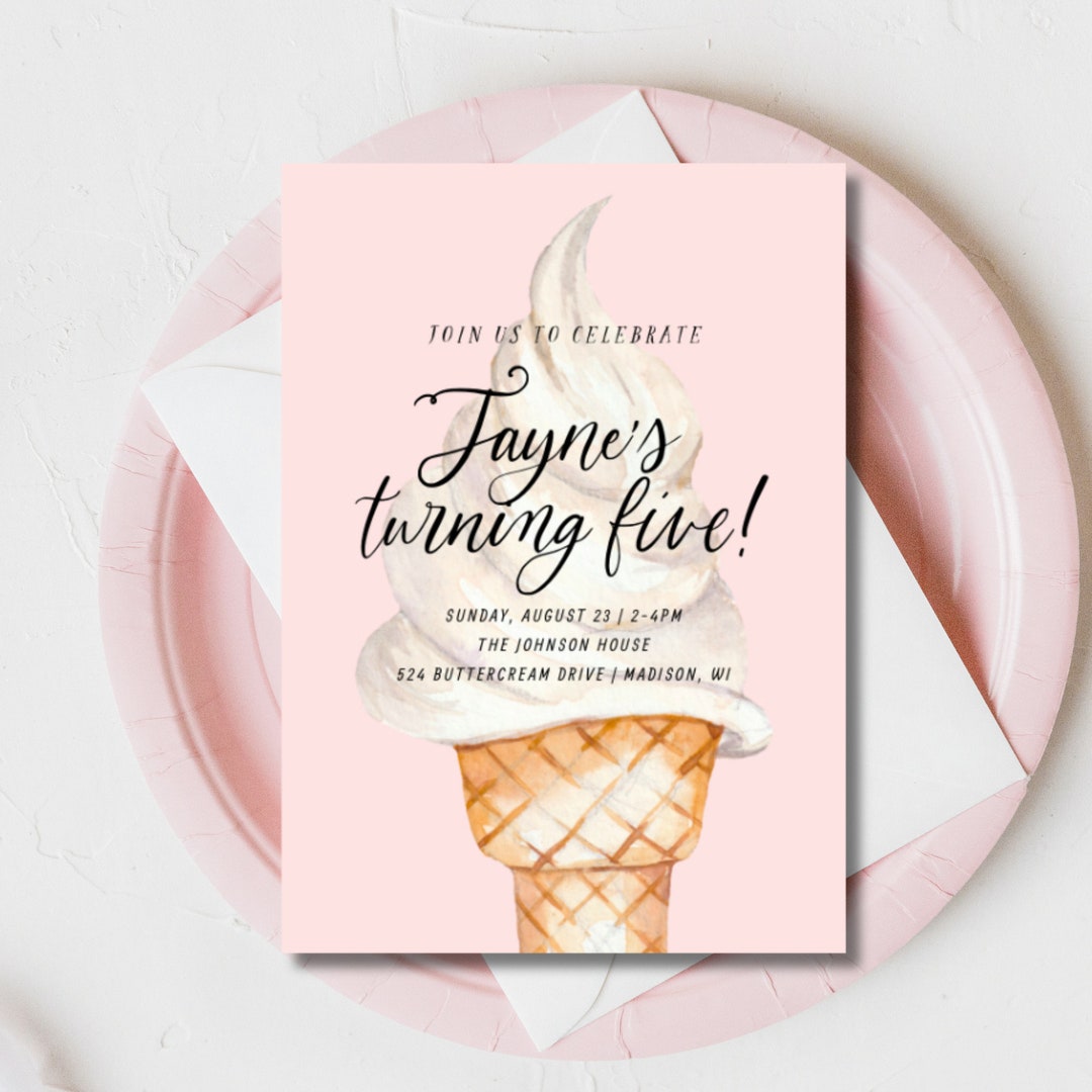 Editable Ice Cream Birthday Invitation, Instant Download, Ice Cream ...