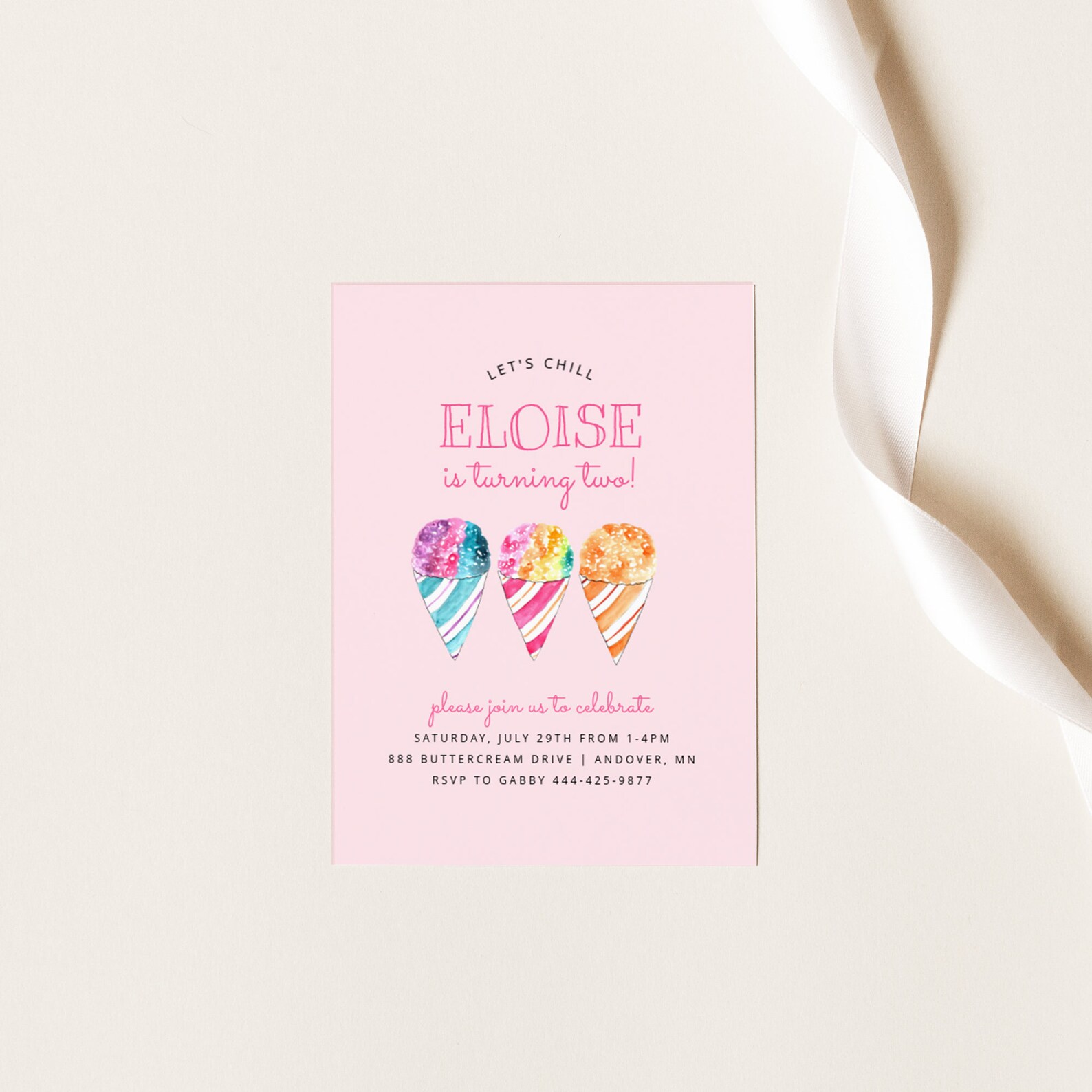 Editable Snow Cone Birthday Invitation Snow Cone Birthday Instant ...