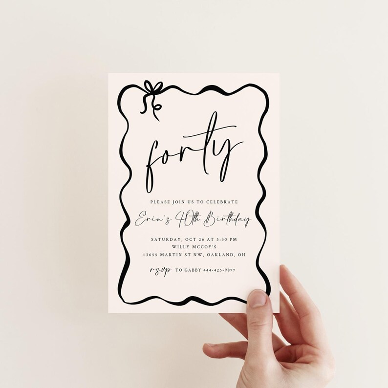 Editable 40th Birthday Invitation Instant Download Coquette Fortieth ...