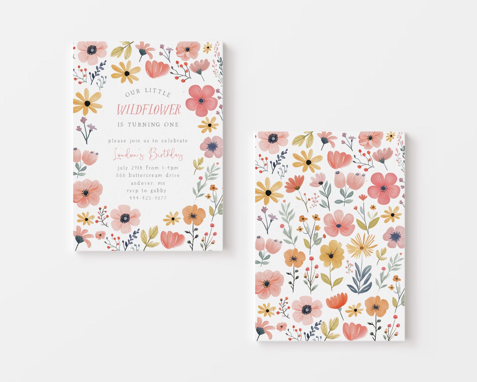 Editable Wildflower Birthday Invitation, Whimsical Garden Party ...