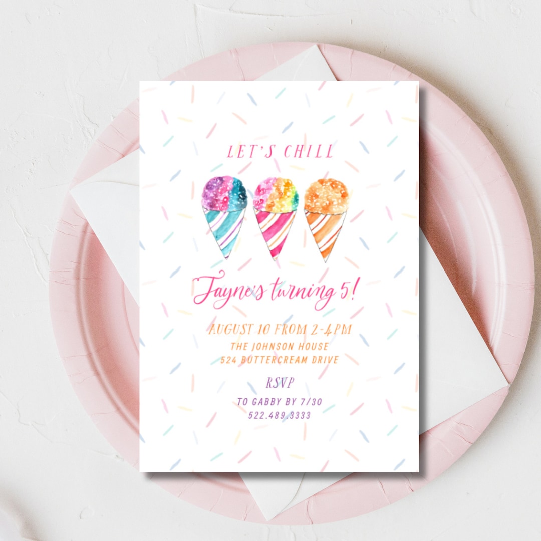 Editable Snow Cone Birthday Invitation Snow Cone Birthday Instant ...