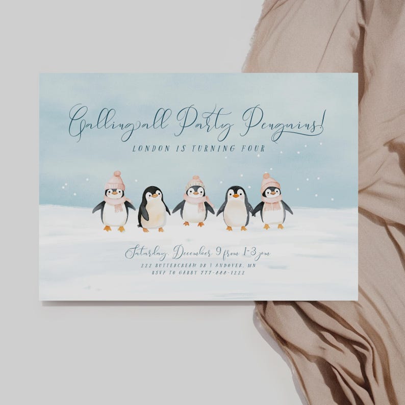 Editable Penguin Birthday Invitation Calling All Party Penguins Instant ...