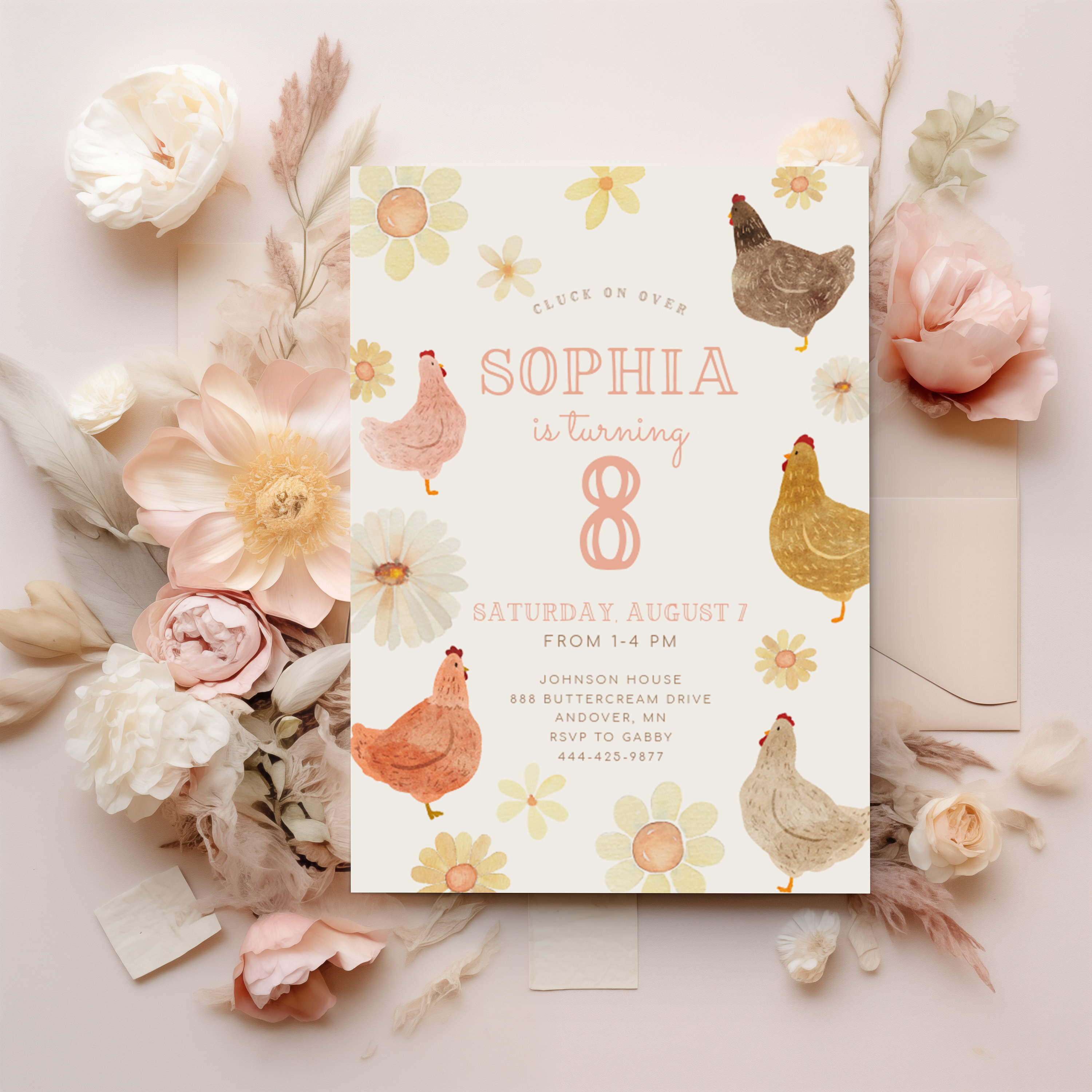 Editable Chicken Birthday Invitation, Instant Download, Chicken ...