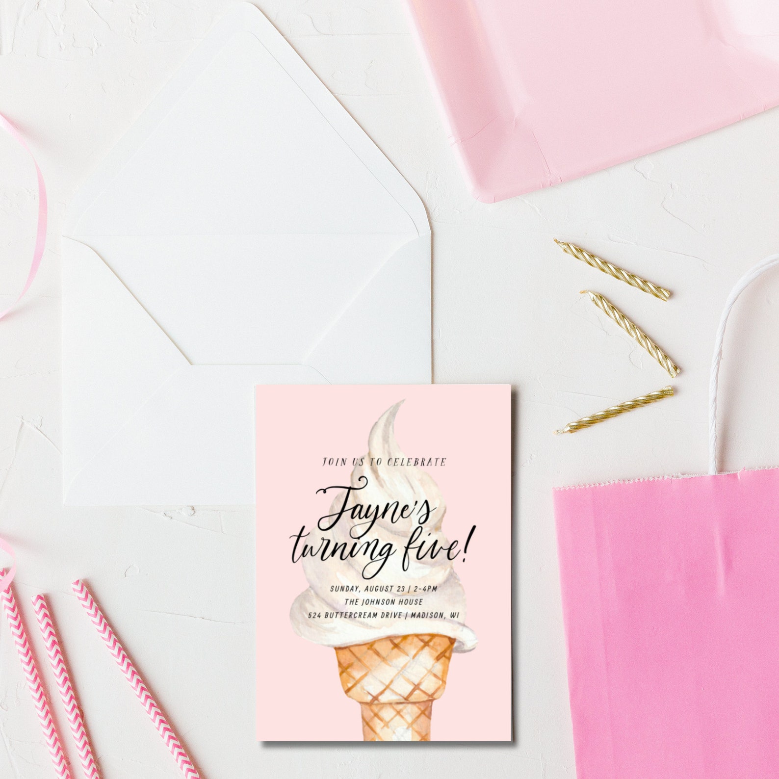 Editable Ice Cream Birthday Invitation, Instant Download, Ice Cream ...