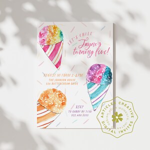 Editable Snow Cone Birthday Invitation Snow Cone Birthday Instant ...