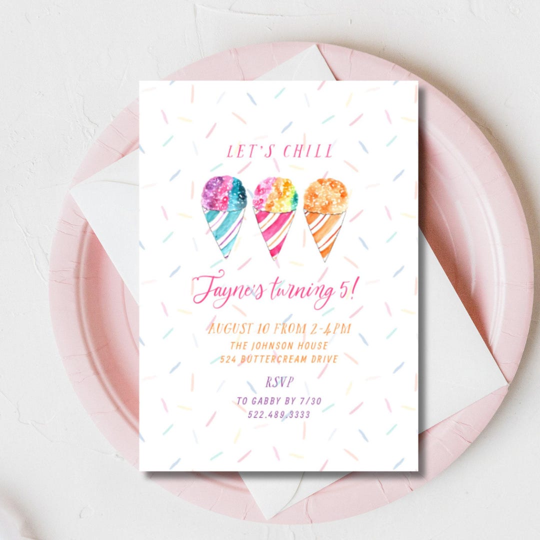 Editable Snow Cone Birthday Invitation Snow Cone Birthday Instant ...