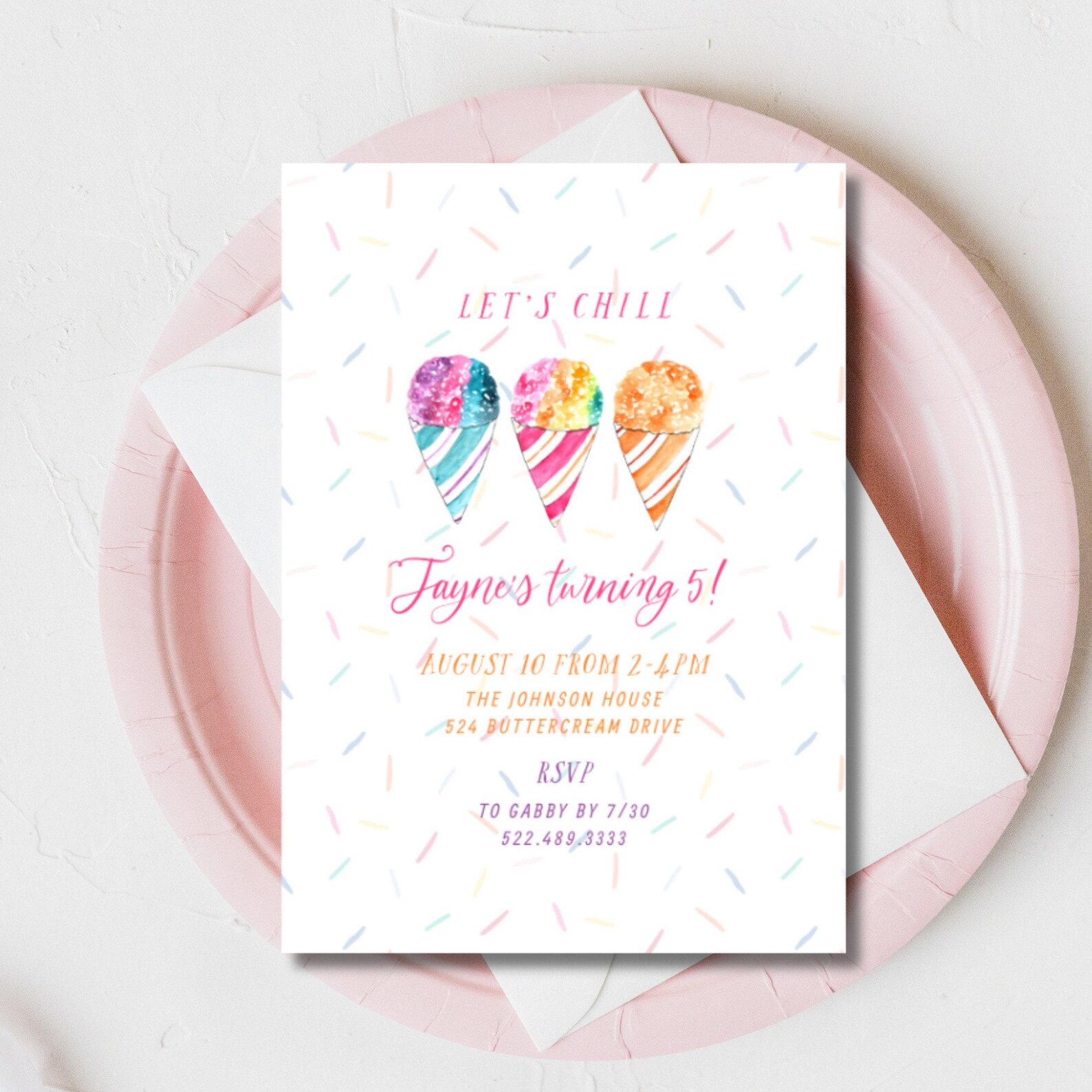 Editable Snow Cone Birthday Invitation Snow Cone Birthday Instant ...