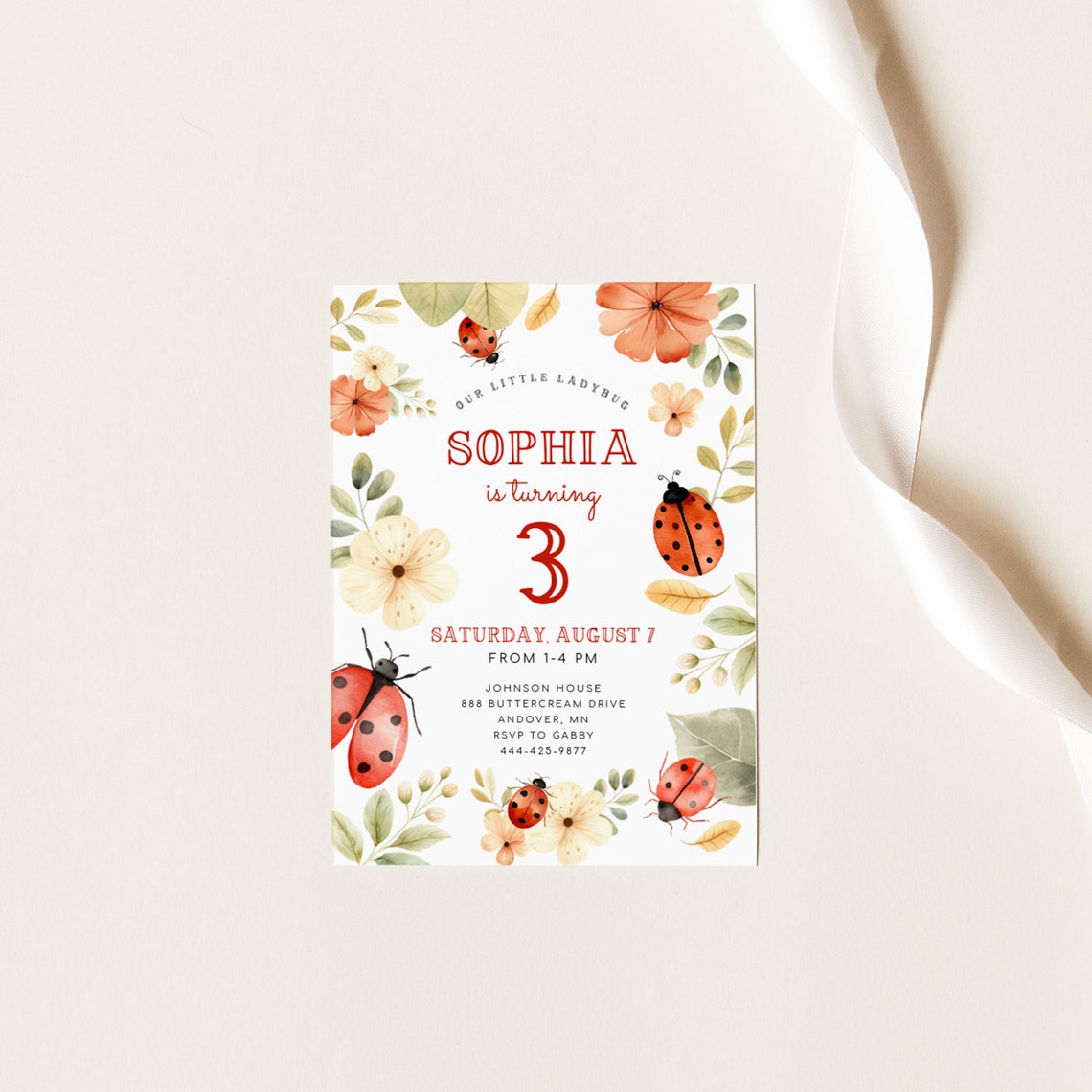 Editable Ladybug Birthday Invitation Instant Download Ladybug First ...