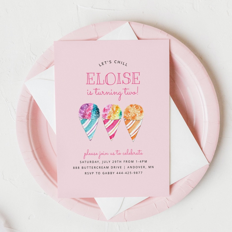 Editable Snow Cone Birthday Invitation, Snow Cone Birthday, Instant ...