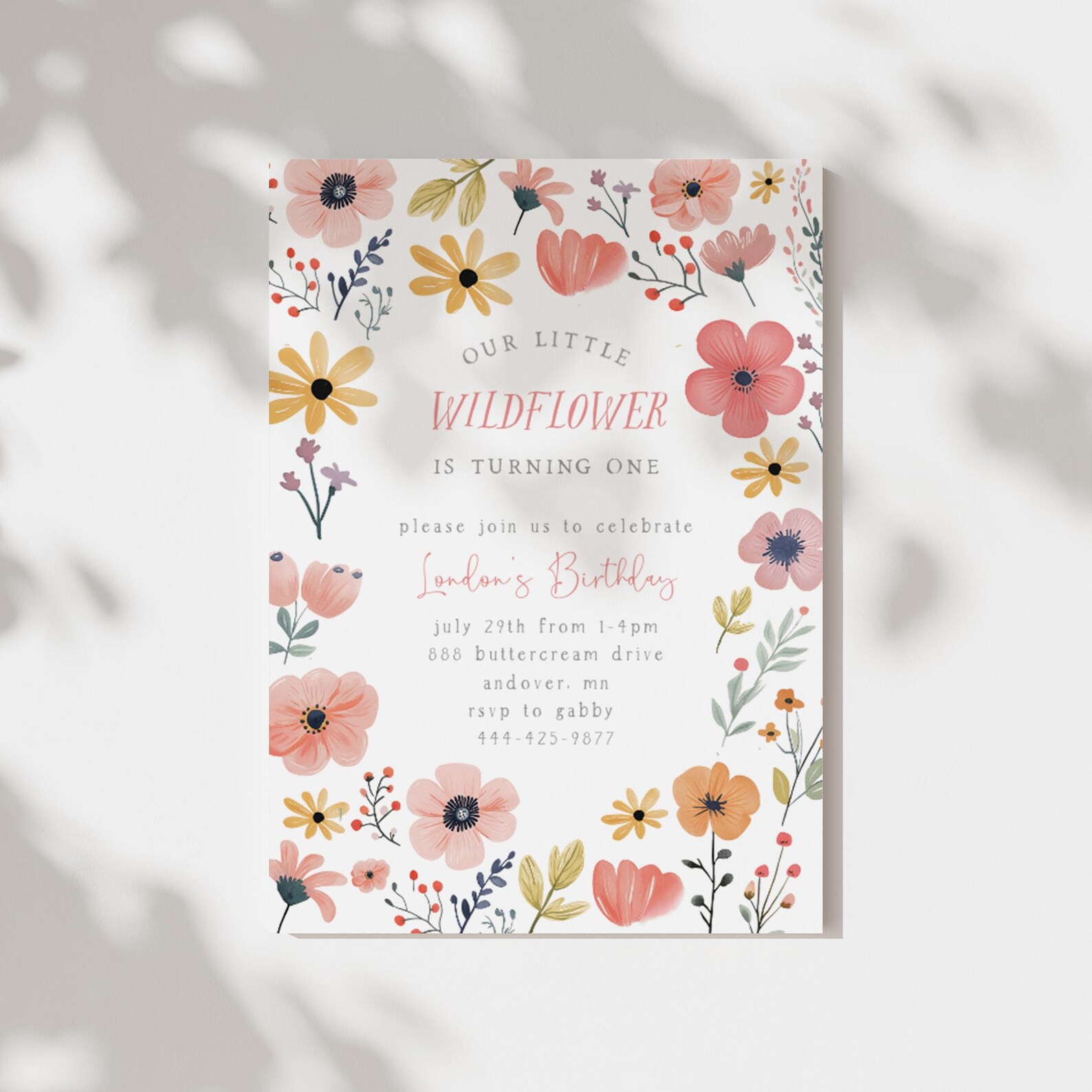 Editable Wildflower Birthday Invitation Whimsical Garden Party Instant ...