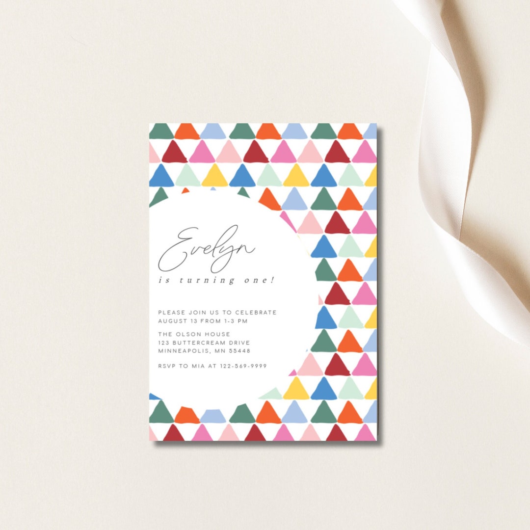 Editable Modern Rainbow Invitation Modern Birthday Instant Download ...