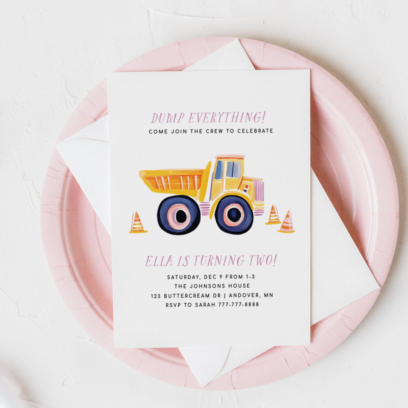 Editable Girl Dump Truck Birthday Invitation Dump Everything Birthday ...