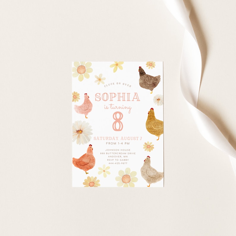 Editable Chicken Birthday Invitation, Instant Download, Chicken ...
