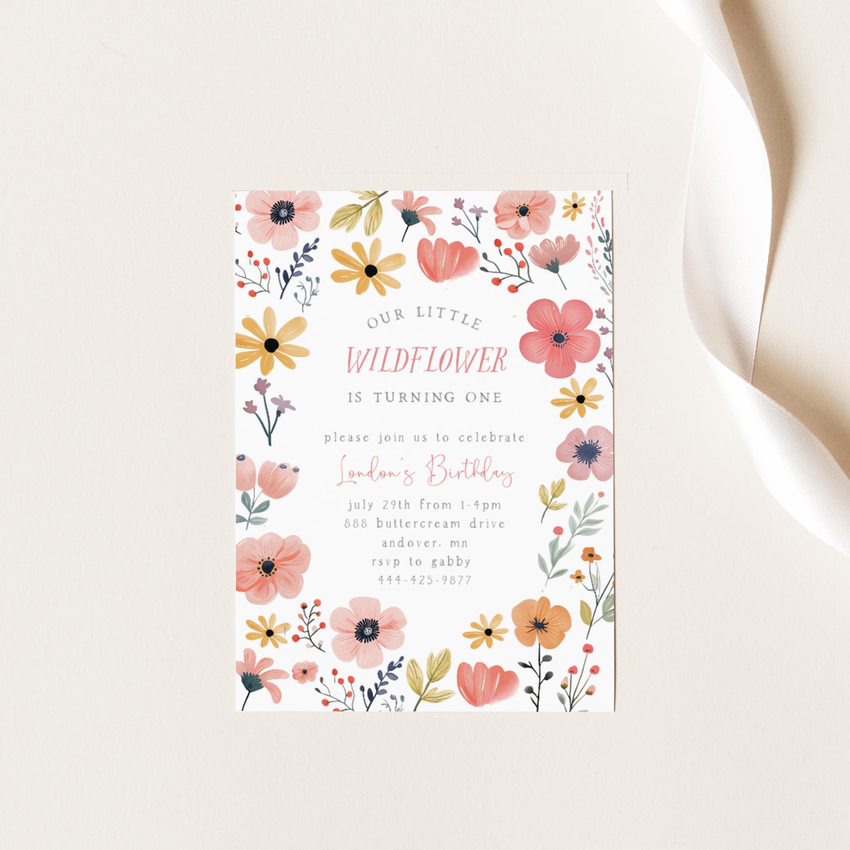 Editable Wildflower Birthday Invitation Whimsical Garden Party Instant ...