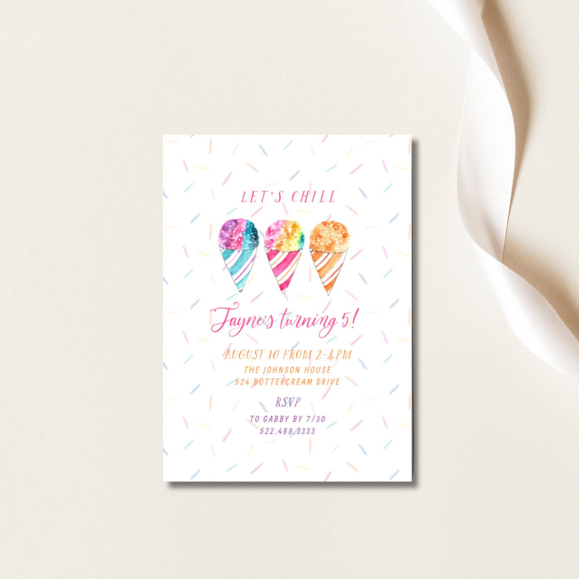 Editable Snow Cone Birthday Invitation Snow Cone Birthday Instant ...