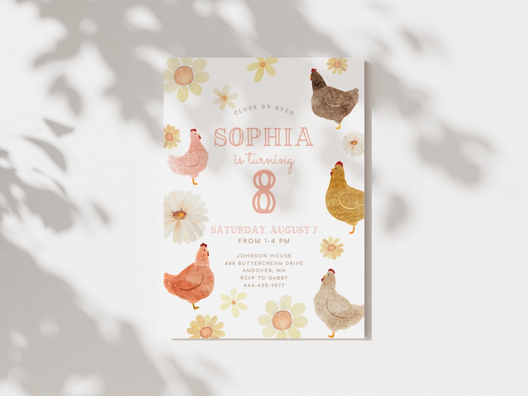 Editable Chicken Birthday Invitation, Instant Download, Chicken ...