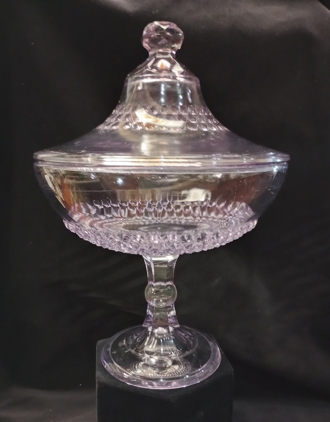 Purple Glass Compote With Lid - Etsy