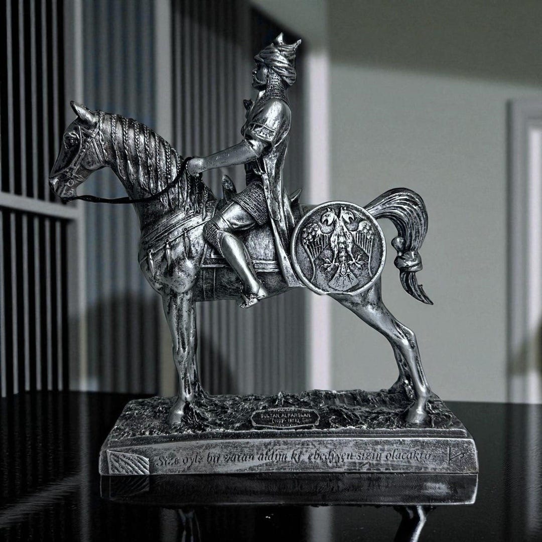 Sultan Alparslan Warrior Statue • Horseback Hero Sculpture for Father ...