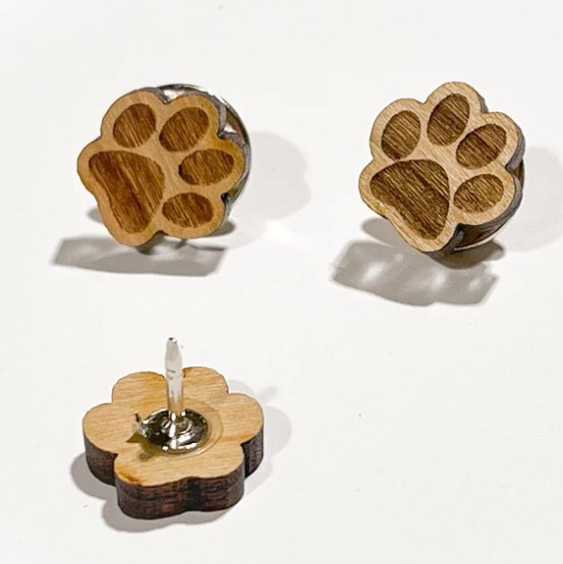 Wooden Push Pins, Tree Push Pines, Pine Tree Push Pins, Pawprint Push ...